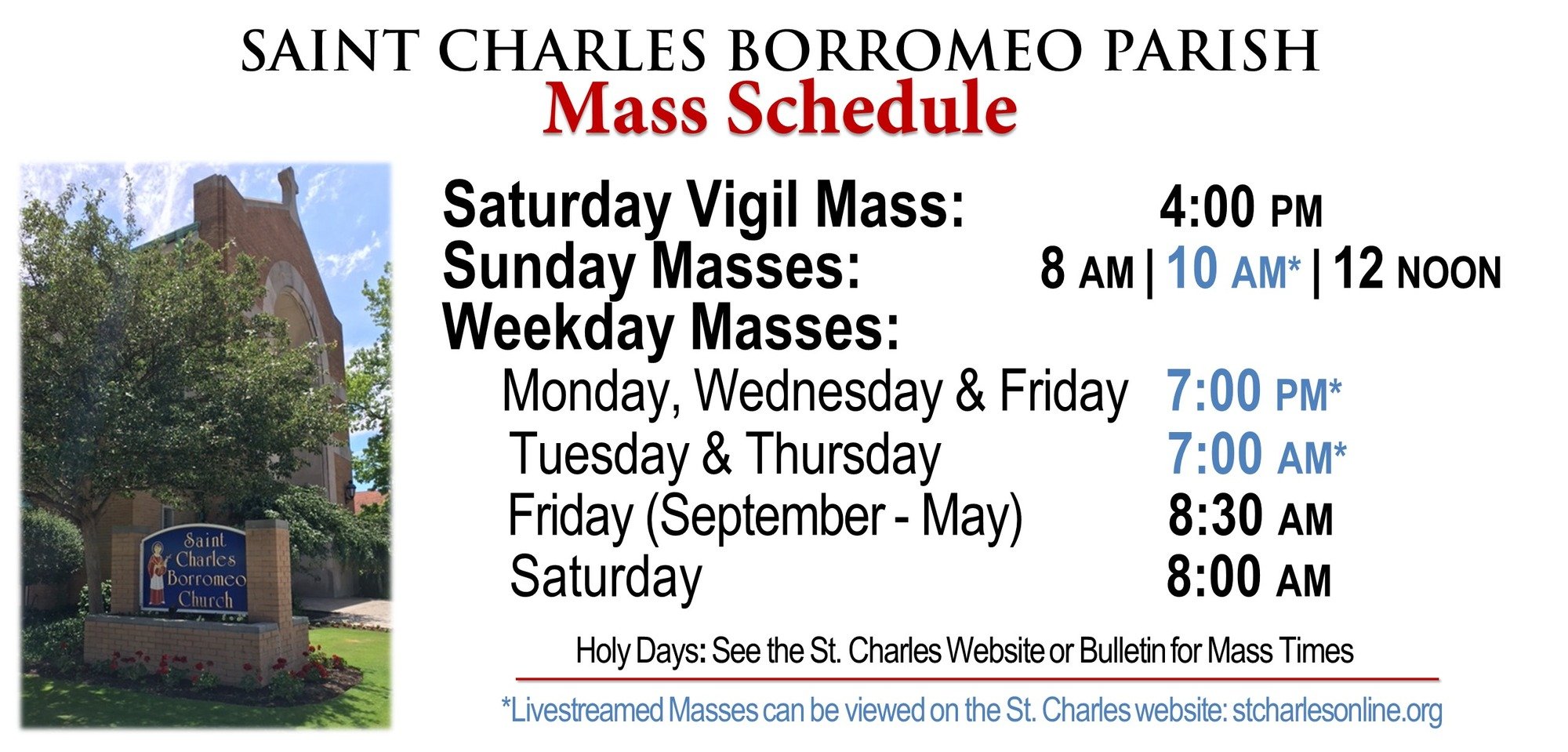 Mass Times | St. Charles Borromeo Church | Parma, OH